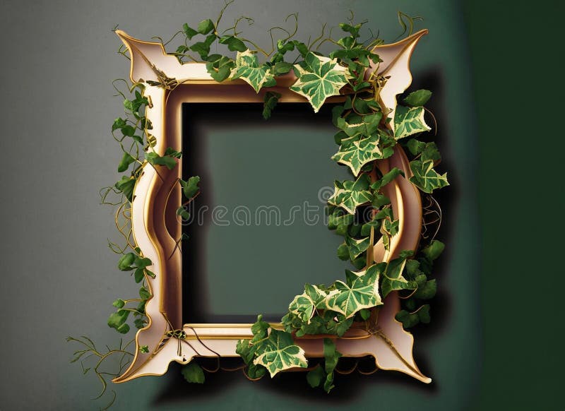 Gold frame with ivy stock illustration. Illustration of flower - 303518503