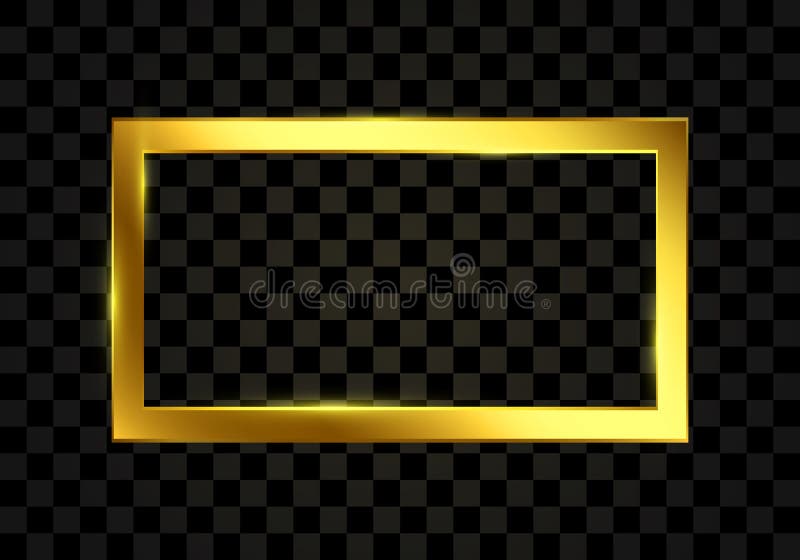 Gold Frame with Light Effects. Bright Rectangular Banner. Vector Stock ...