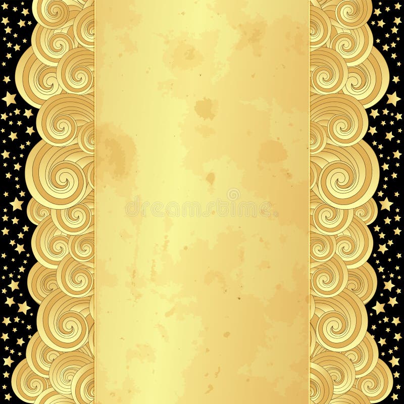Gold Frame with Old Paper and Stars Stock Vector - Illustration of ...