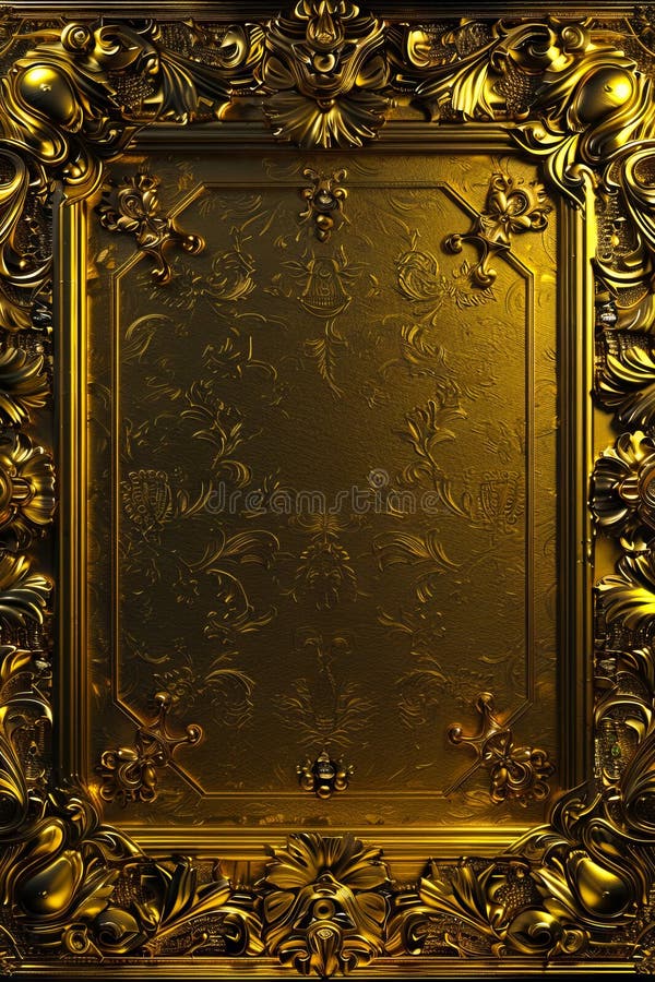 Gold Frame with Ornate Design Stock Photo - Image of gold, generated ...
