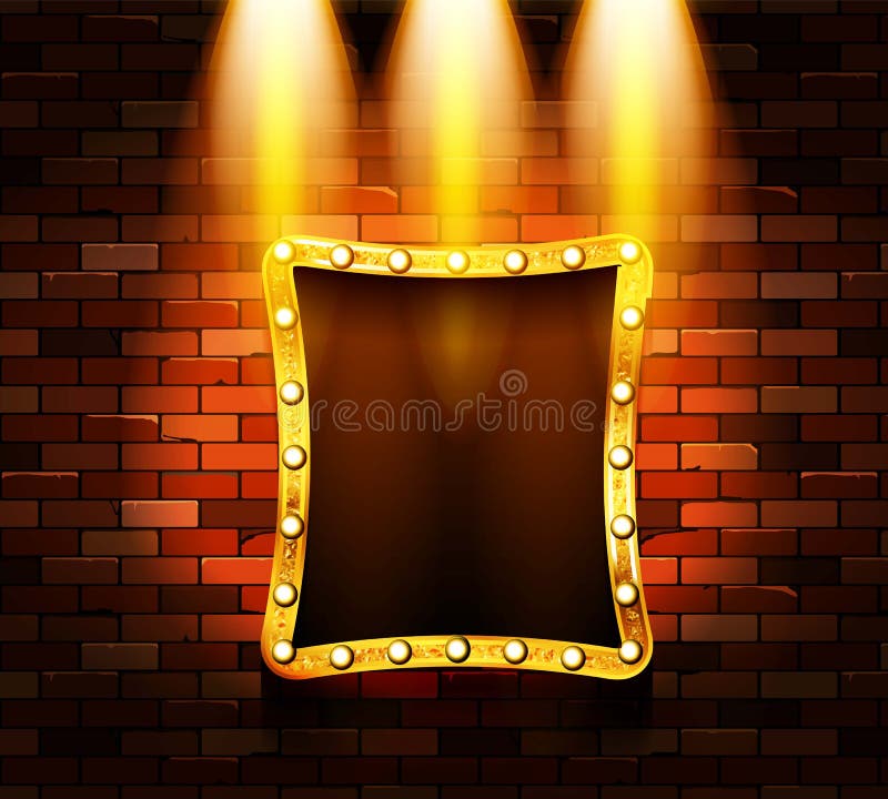 Gold frame in retro style stock illustration. Illustration of empty ...