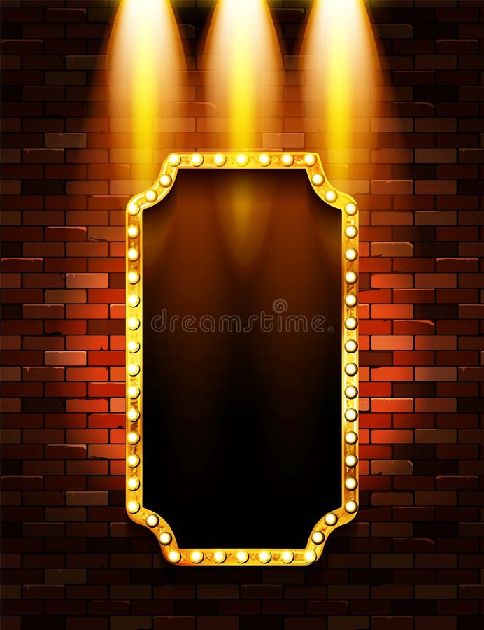 Gold frame in retro style stock illustration. Illustration of glowing ...