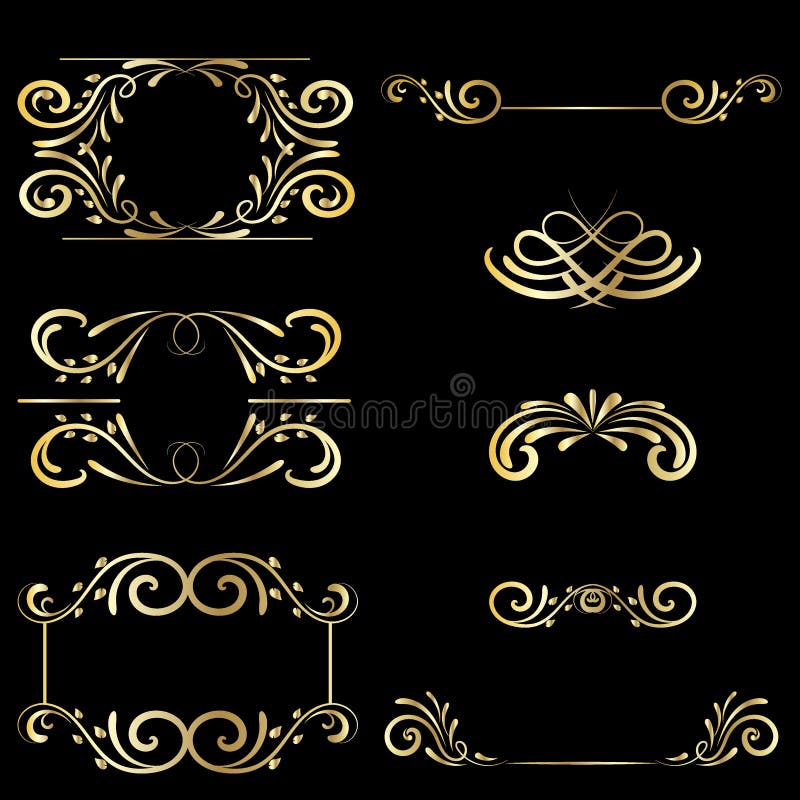 Gold frame vintage element stock vector. Illustration of antique - 95959810