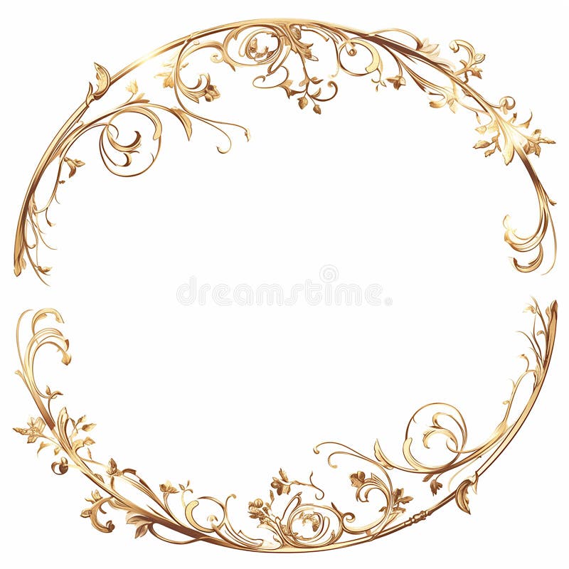 A Gold Framed Circle with a Floral Design. the Design is Intricate and ...