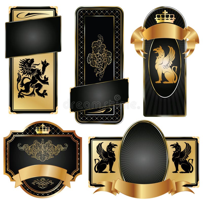 Gold-framed Labels on Different Topics Stock Vector - Illustration of ...