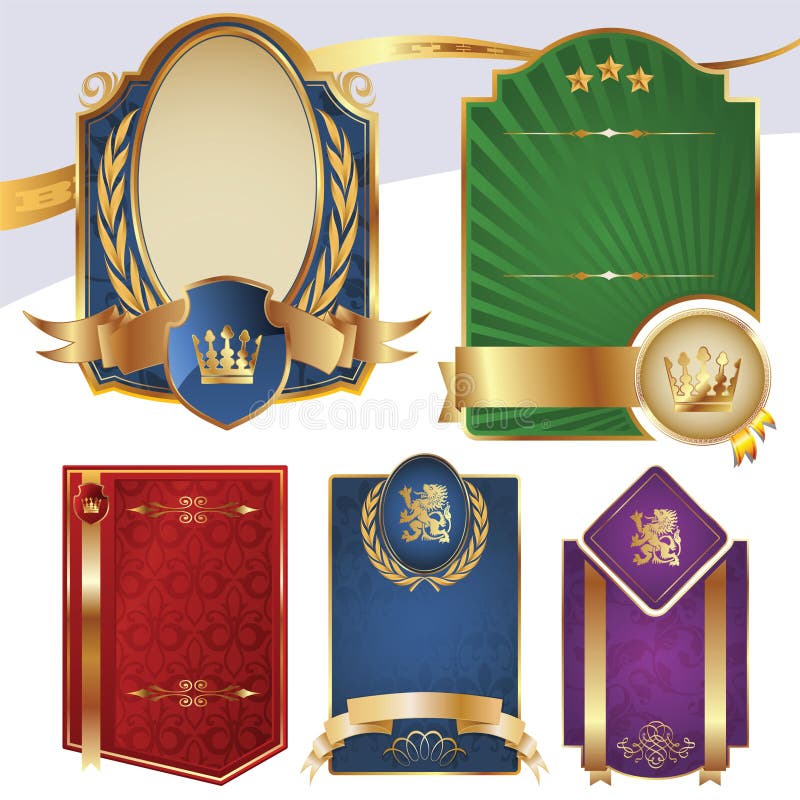 Gold-framed labels stock vector. Illustration of engraving - 13307456