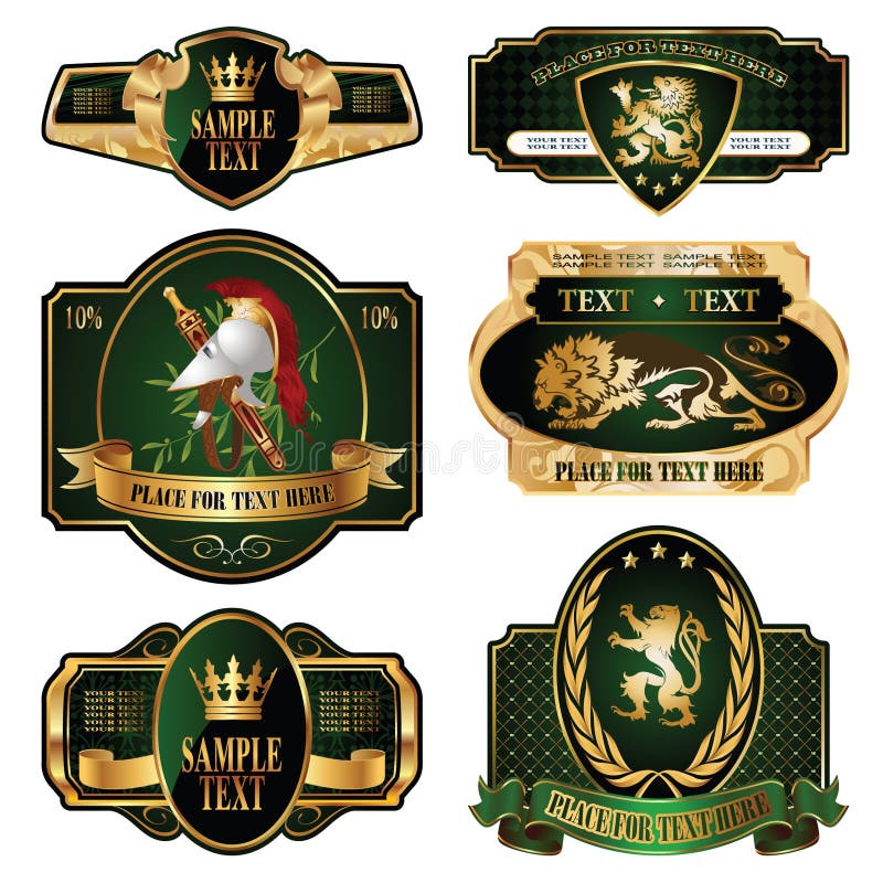 Gold-framed labels stock vector. Illustration of emblem - 15813341