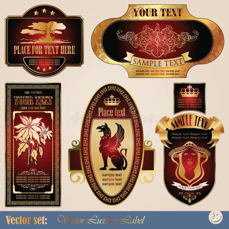 Vector Set of Golden Labels Stock Vector - Illustration of noble ...