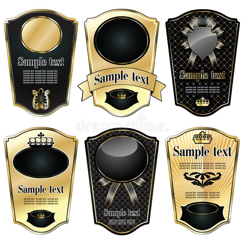 Gold-framed Labels on Different Topics Stock Vector - Illustration of ...