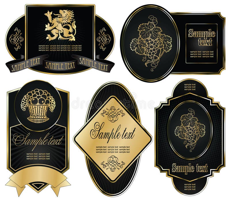 Gold-framed Labels on Different Topics Stock Vector - Illustration of ...