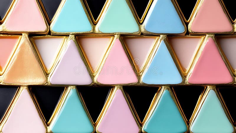 Gold Framed Pastel Triangles Create a Geometric Pattern Stock Image ...