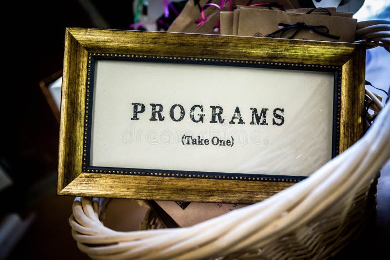 Gold Framed Retro Program Sign Stock Image - Image of show, retro ...