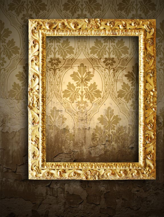 Gold Frames, Retro Wallpaper Stock Illustration - Illustration of ...