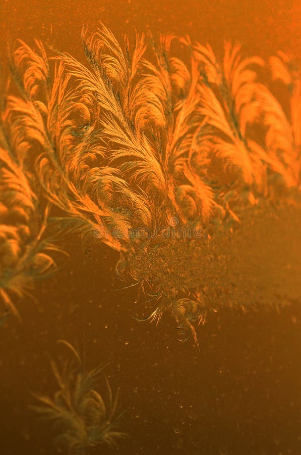 Gold Frost Drawings on the Glass As a Background Stock Image - Image of ...