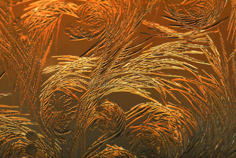 Gold Frost Drawings on the Glass As a Background Stock Image - Image of ...