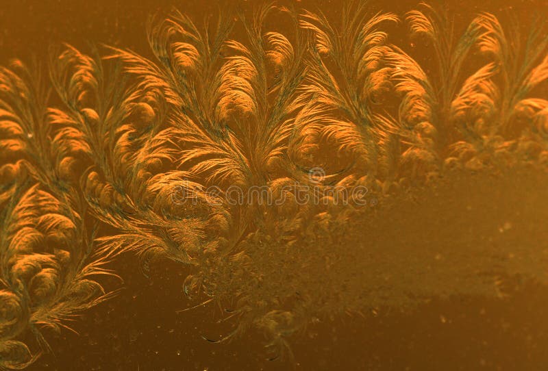 Gold Frost Drawings on the Glass As a Background Stock Photo - Image of ...