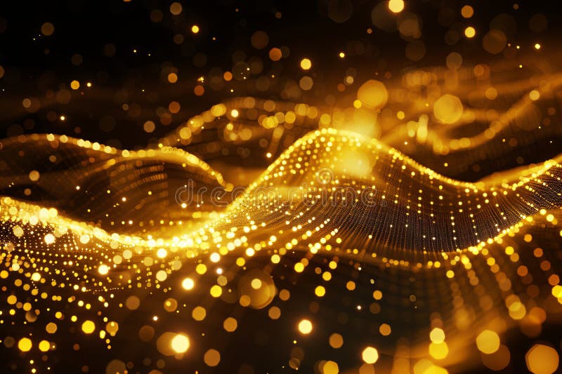 Gold Futuristic Background of Points with a Dynamic Wave Excellent Data ...