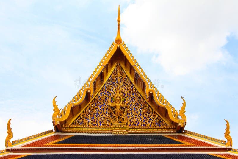 Gold gable of thai temple stock image. Image of orange - 26634331