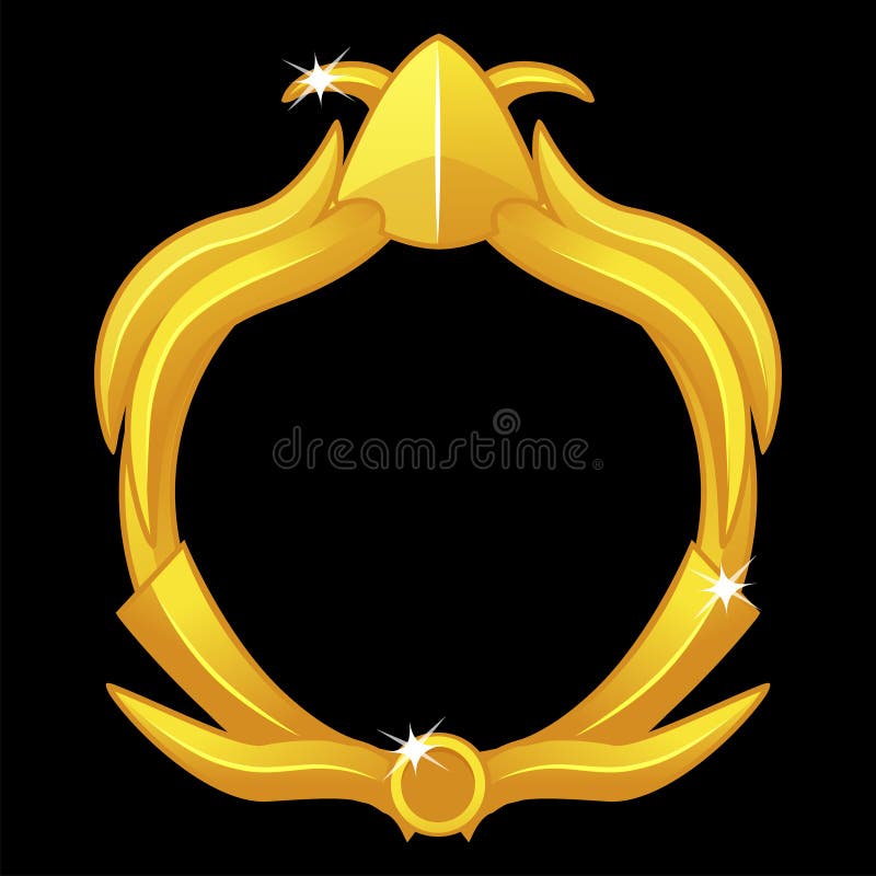 Gold Game Frame Avatar, Luxury Round Template for Game Ui. Stock Vector ...