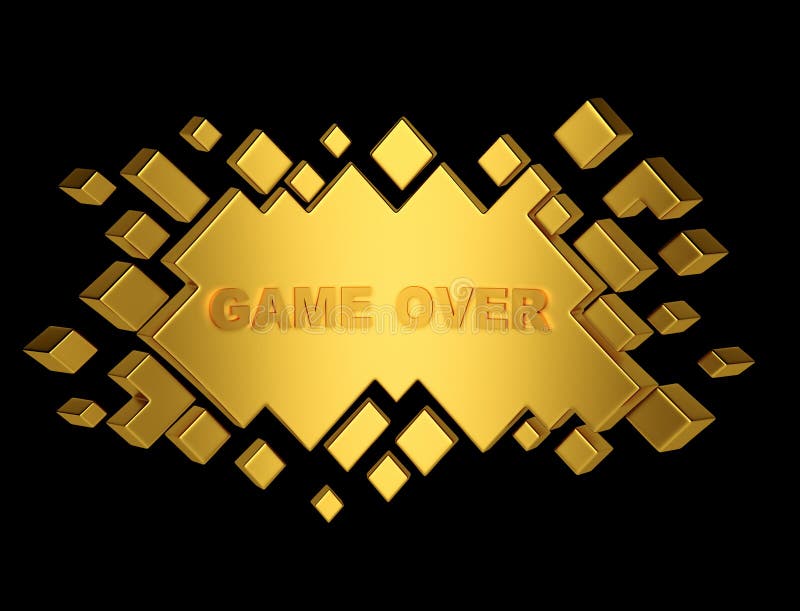 Gold Game Over Geometric Background from Cubes. 3d Render Stock ...