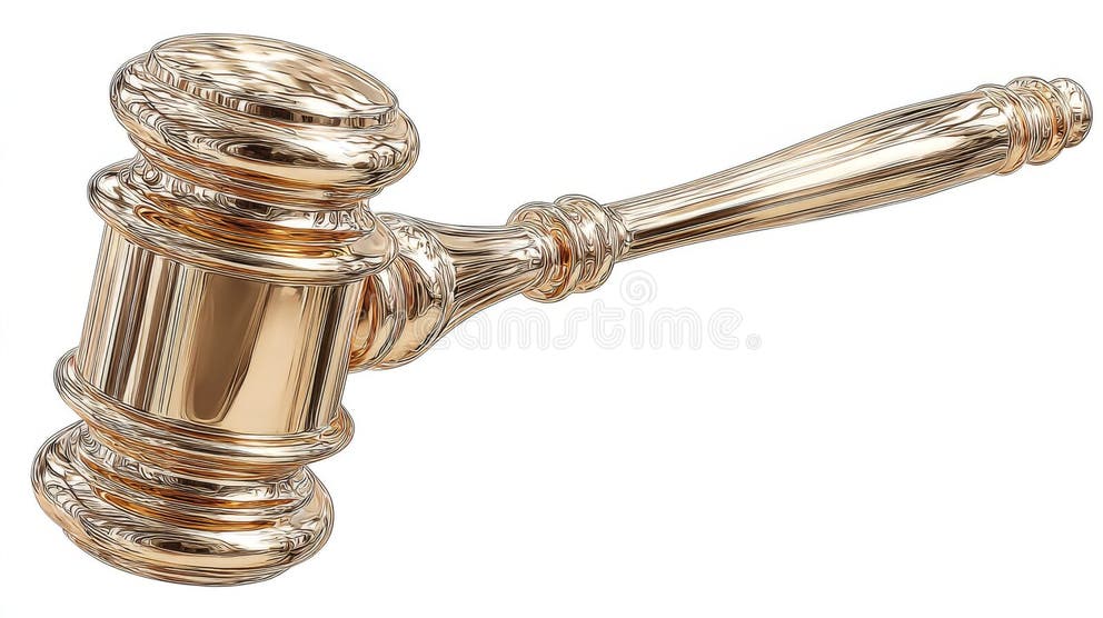 Gold Gavel on White Background Stock Illustration - Illustration of ...