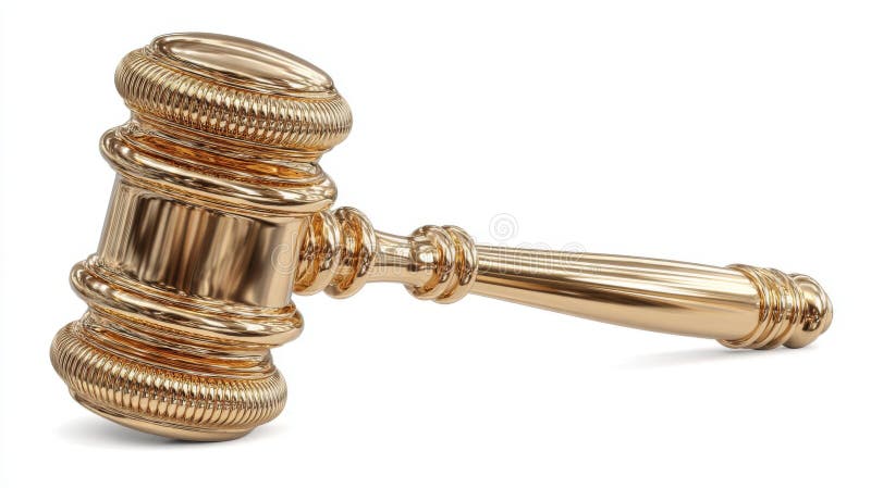 Gold Gavel on White Background Stock Illustration - Illustration of ...