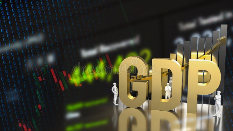 The Gold GDP and Chart on Chart Background for Business Concept 3d ...