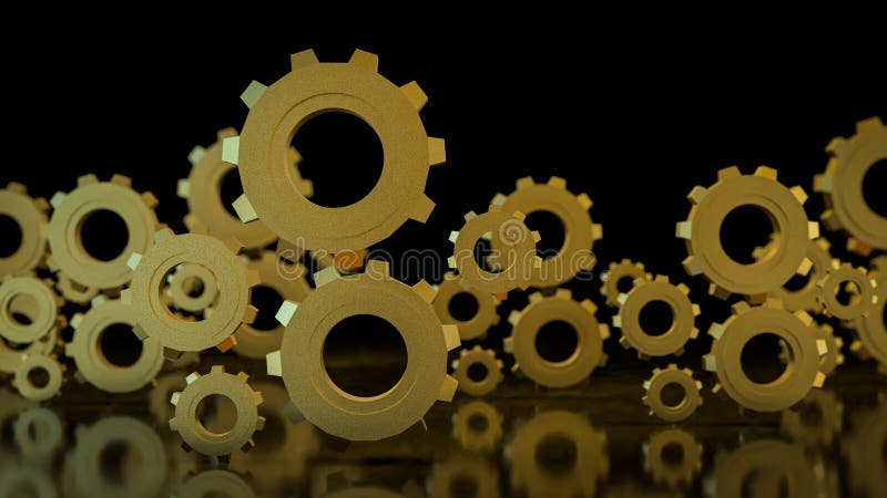 The Gold Gear in Black Background for Technology or Abstract Concept 3d ...