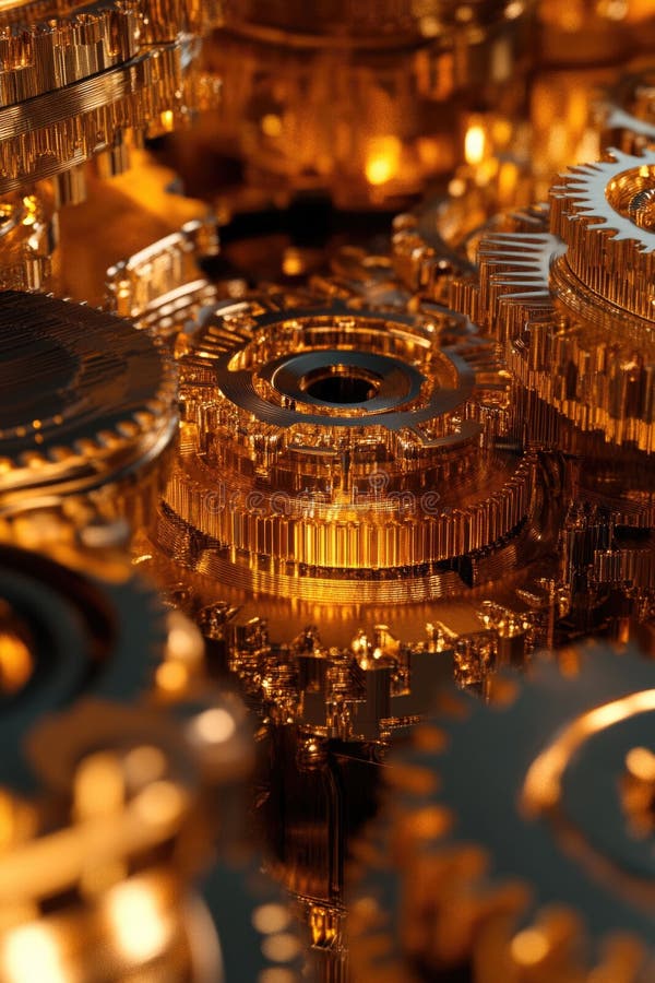Gold Gear Close Up stock photo. Image of parts, shine - 377887978