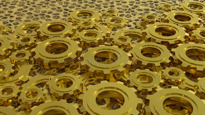 The Gold Gear for Engine or Background Concept 3d Rendering Stock ...
