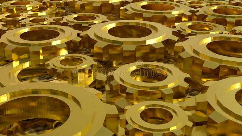 The Gold Gear for Engine or Background Concept 3d Rendering Stock ...