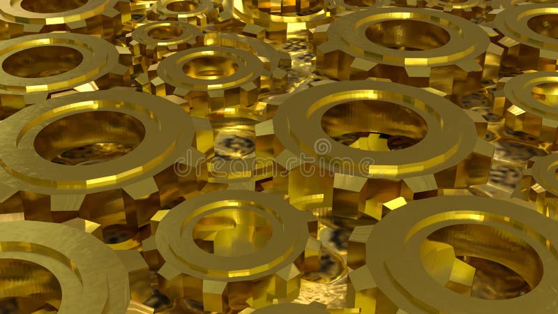 The Gold Gear for Engine or Background Concept 3d Rendering Stock ...