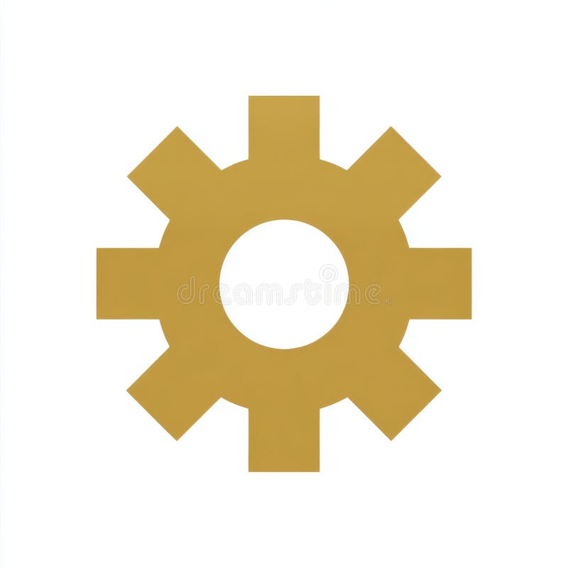 Gold Gear Icon on White Background Stock Illustration - Illustration of ...