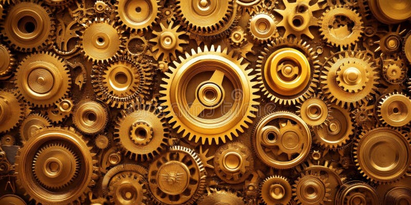 Gold Gear Mechanism a Striking Display of Intricate Engineering and ...