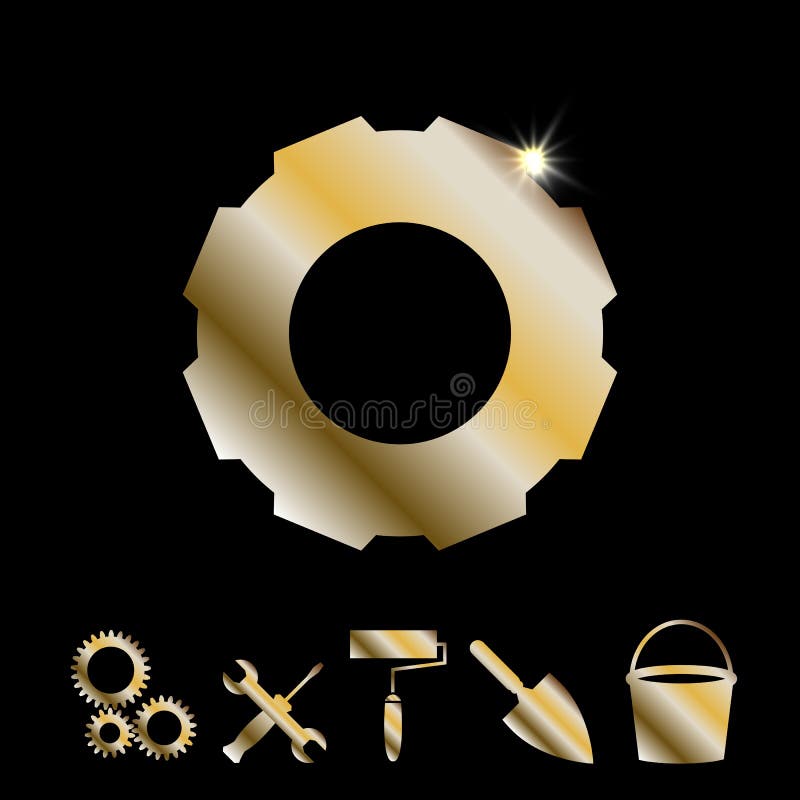 Gold Gear Vector Icon stock vector. Illustration of idea - 97386079