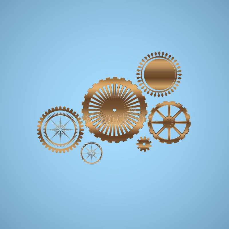 Gold gears stock vector. Illustration of gear, vector - 44438489