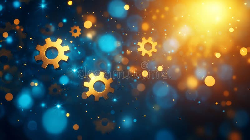 Gold Gears Technology, Manufacturing Background with Blurred Motion ...