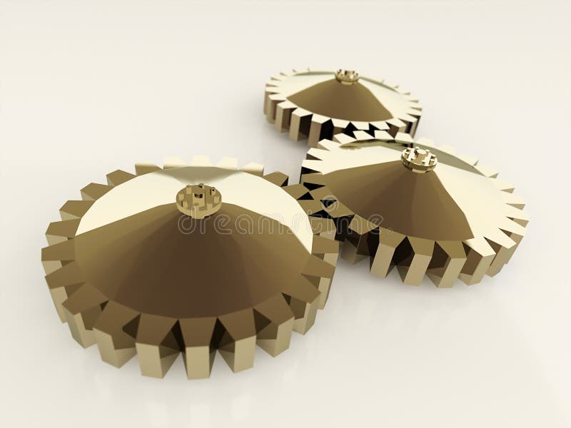 Gold Gear Rendered Isolated Stock Illustration - Illustration of ...