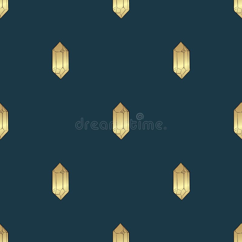 Gold Gems, Crystals and Diamonds Seamless Pattern Stock Vector ...