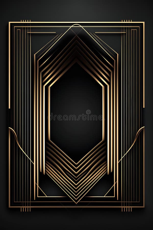 Gold Geometric Frame on Black Background. Vector Illustration. Eps 10 ...