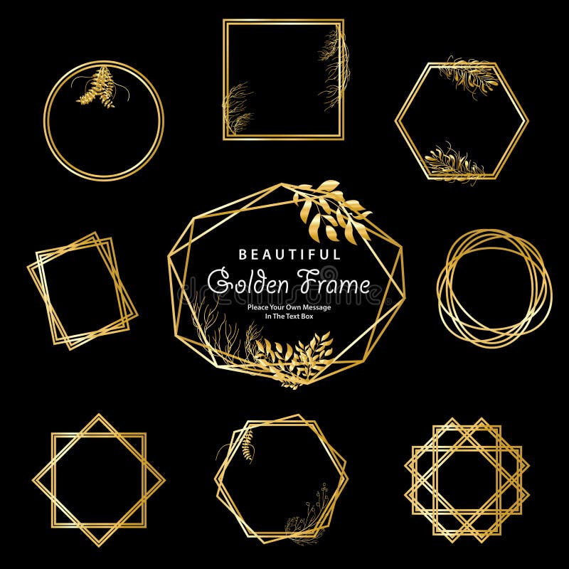 Gold Geometric Frames stock vector. Illustration of frame - 182314235