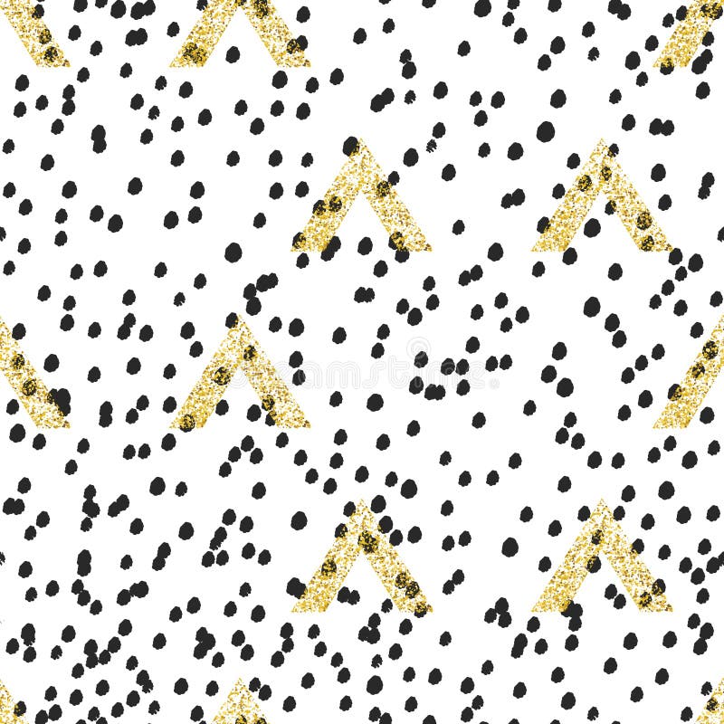 Gold Geometric Triangle with Chaotic Black Doodle Dots Vector Objects ...