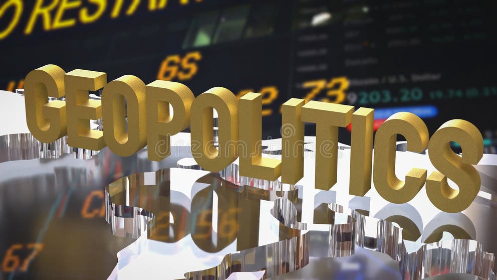 The Gold Geopolitics on World Map 3d Rendering Stock Illustration ...