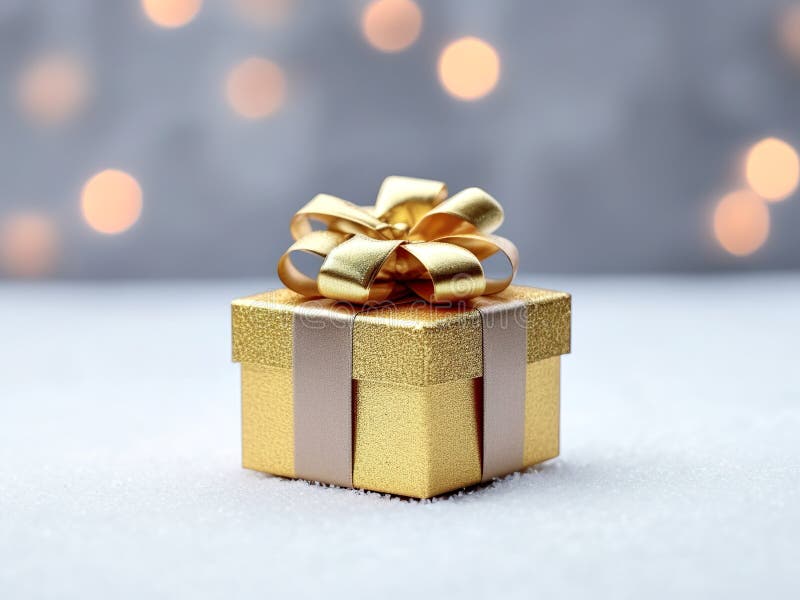 A Gold Gift Box with a Bow on Top of it. Generative AI Image. Christmas ...