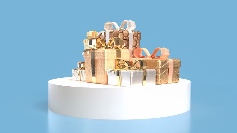 The Gold Gift Box for Celebration or Advertising Concept 3d Rendering ...