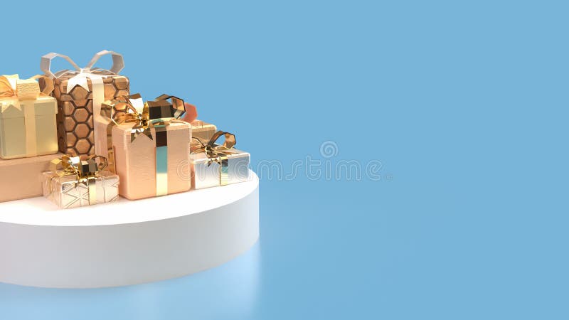The Gold Gift Box for Celebration or Advertising Concept 3d Rendering ...