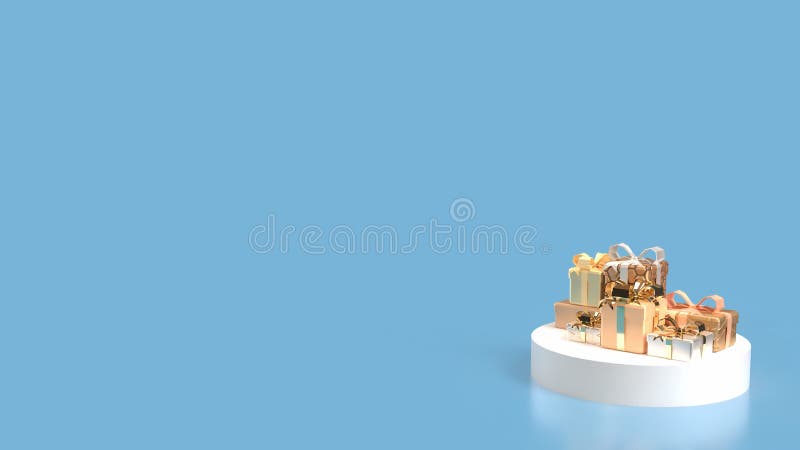 The Gold Gift Box for Celebration or Advertising Concept 3d Rendering ...