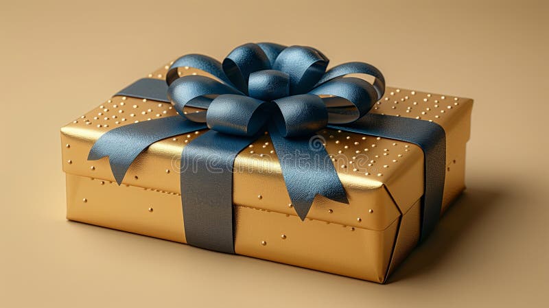 Gold Gift Box with Ribbon and Bow Stock Photo - Image of ribbon ...