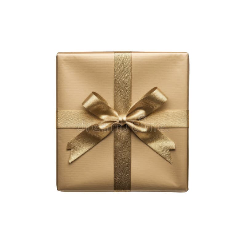 Gold Gift Box with Satin Ribbon and Bow Stock Photo - Illustration of ...