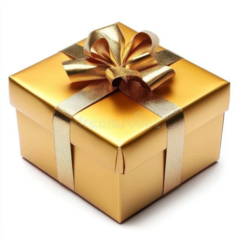 Gold Gift Box Square Composition, Metallic Texture, Celebration Concept ...